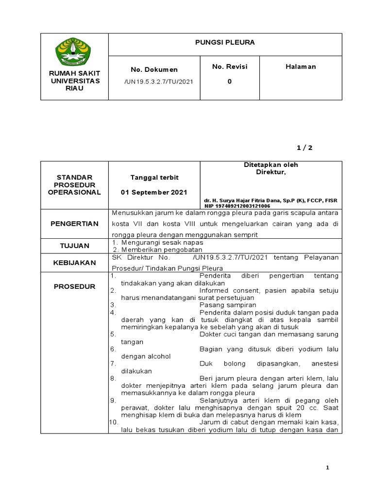 SOP Pungsi Pleura | PDF