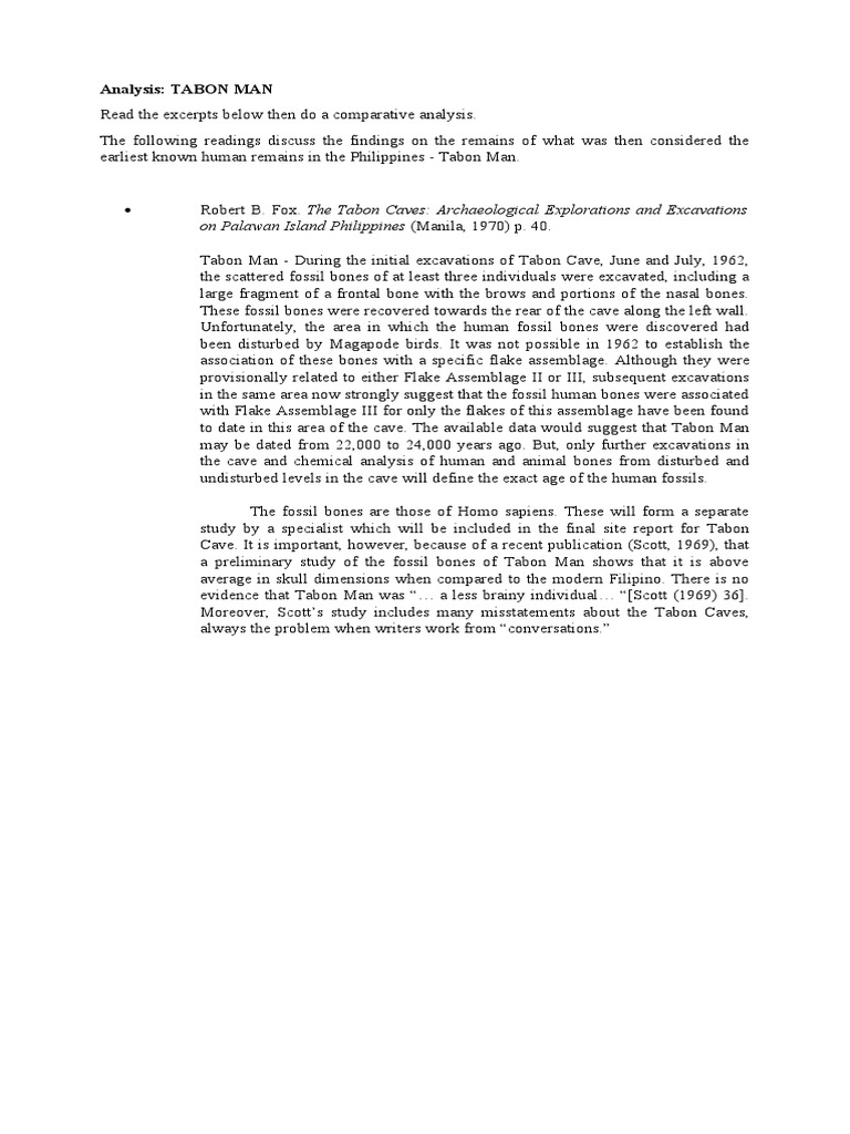 On Palawan Island Philippines (Manila, 1970) P. 40.: Analysis: TABON ...