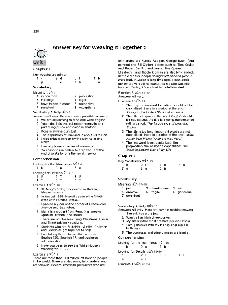 04 - Answer Key For Weaving It Together 2 | PDF