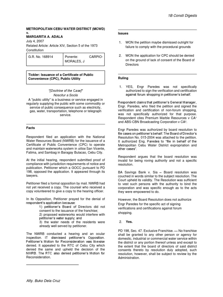 Adala Water Distribution CPC Ruling | PDF | United States Congress ...