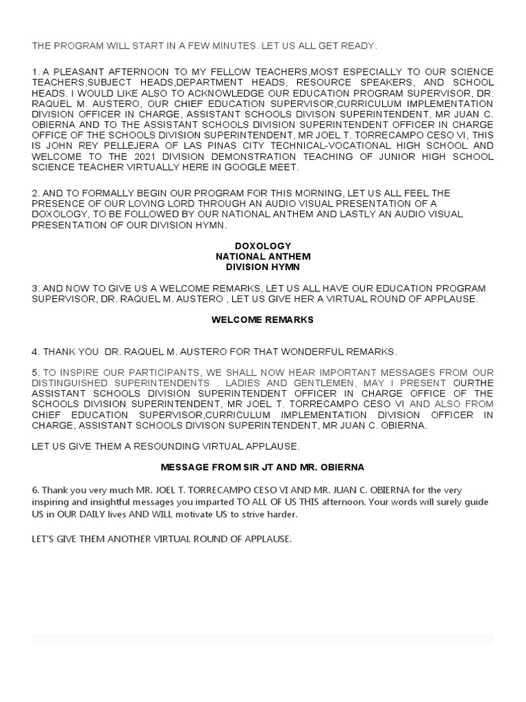 Script (Demo Fest Science) | PDF