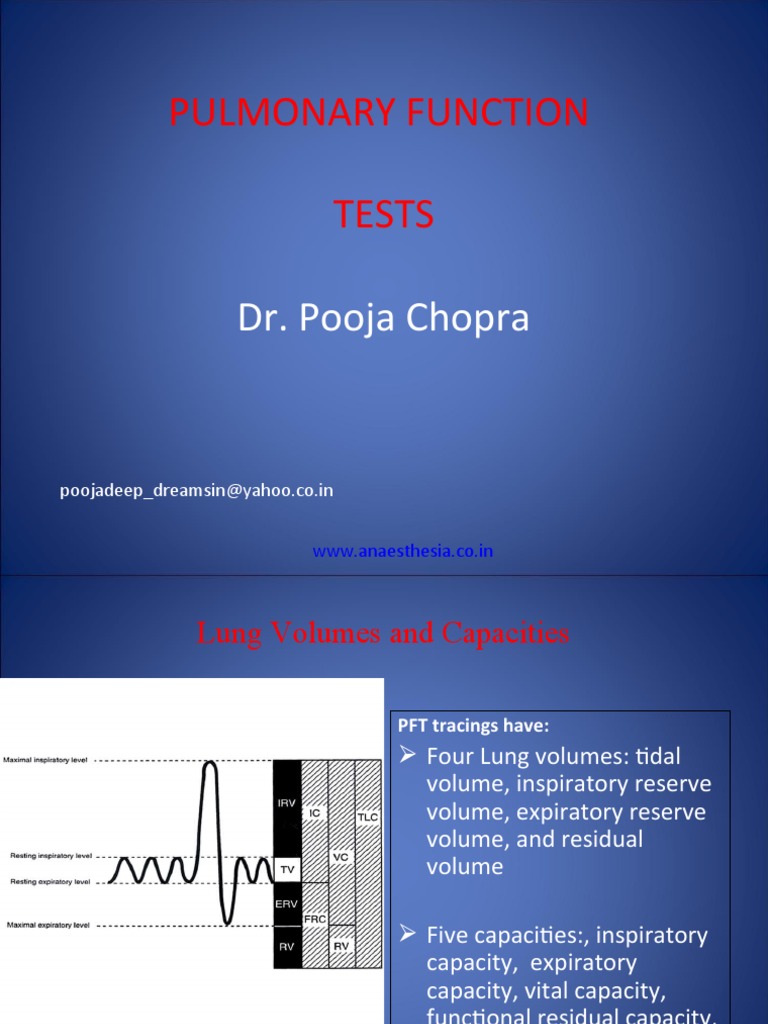Pulmonary Function Tests: Dr. Pooja Chopra | PDF | Exhalation | Lung