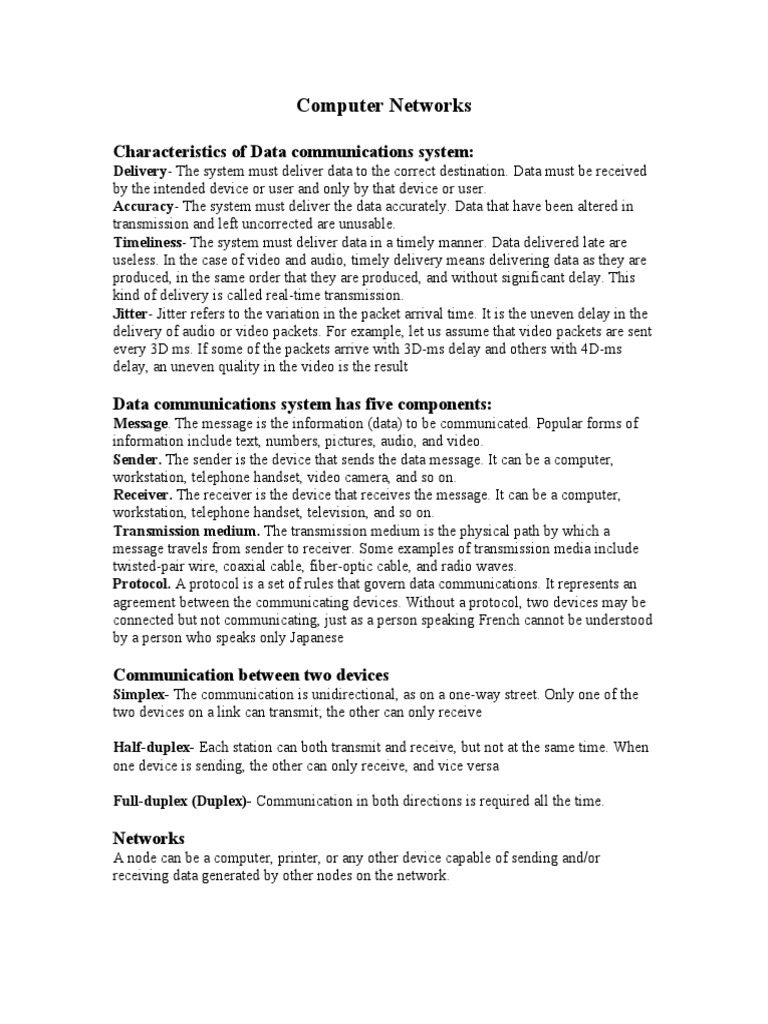 Computer Networks: Characteristics of Data Communications System | PDF ...