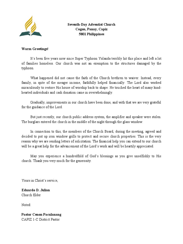 Solicitation Letter - Church' | PDF