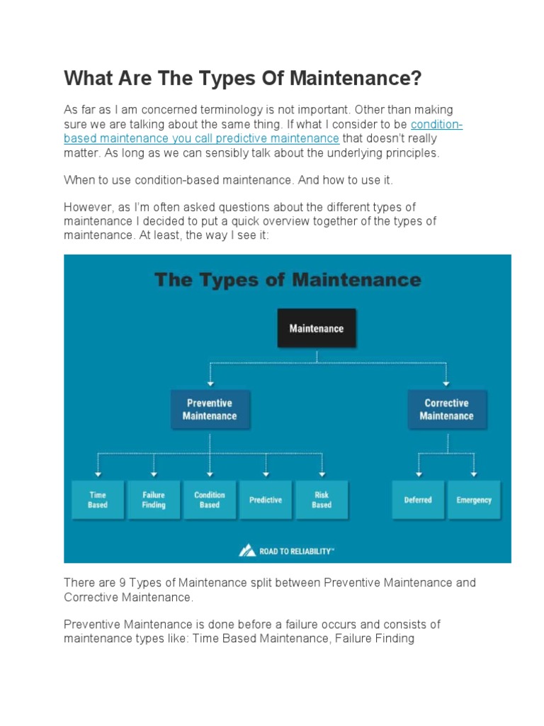What Are The Types of Maintenance | PDF | Safety | Systems Engineering