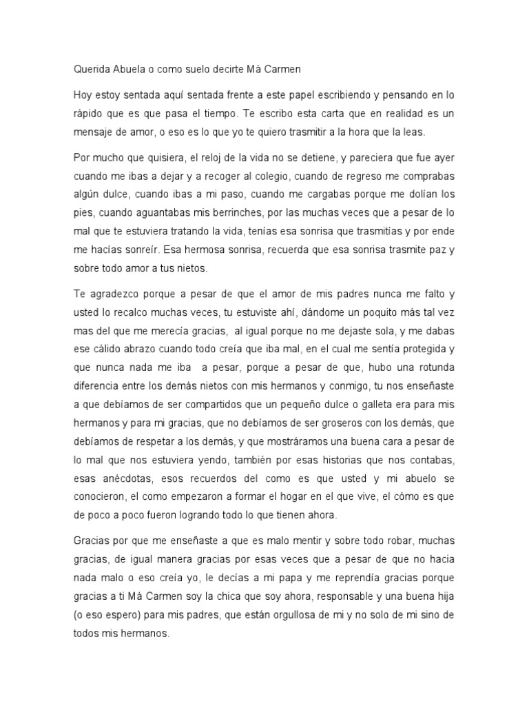 Carta A Mi Abuela Pdf
