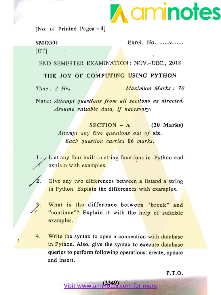 Joy of Computing Using Python Sem5 Major - Part2 | PDF | Home & Garden ...