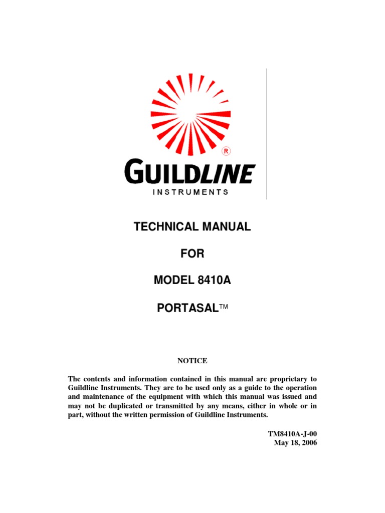 Guildline Salinometer 8410A Technical Manual | PDF | Tap (Valve ...