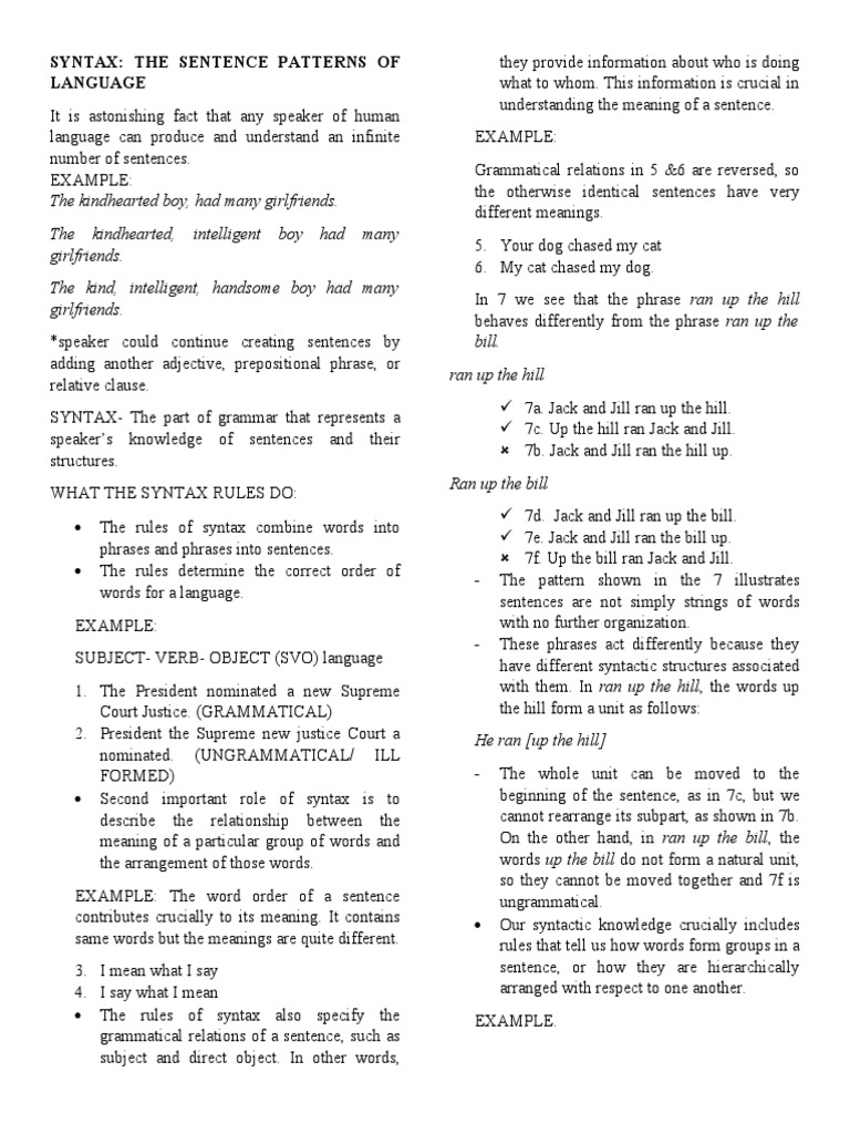 SYNTAX Reviewer | Download Free PDF | Phrase | Lexical Semantics