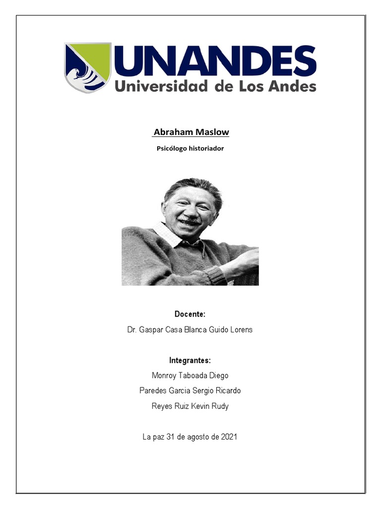 Abraham Maslow Final | PDF | Sicología | Ciencias del comportamiento