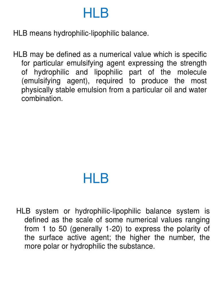 HLB | PDF | Emulsion | Surfactant