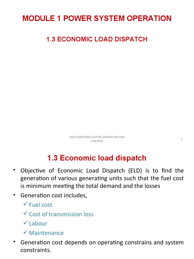 Economic Load Dispatch Overview | PDF | Electrical Engineering ...