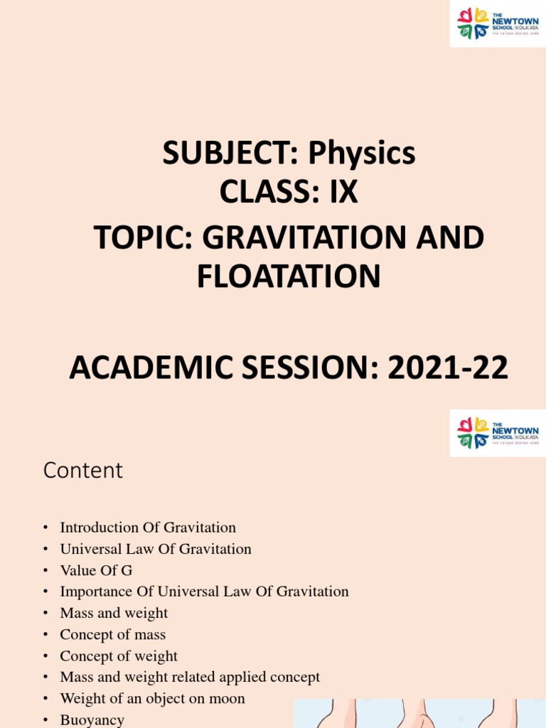 As2021-22 g9 Physics Gravitation | PDF | Gravity | Weight