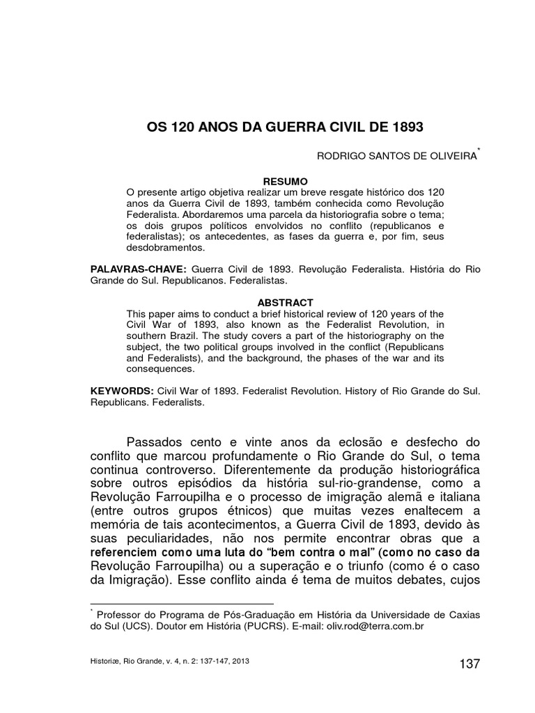 Revolução Federalista - 1893 | PDF | Governo | Militar