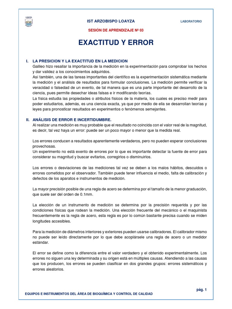 Precisión, exactitud y errores en mediciones experimentales | PDF ...