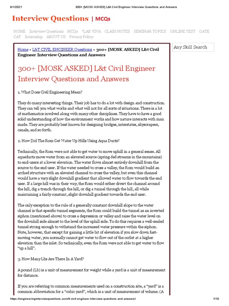 L&T Civil Engineer Interview Q&A Guide | PDF | Concrete | Dam