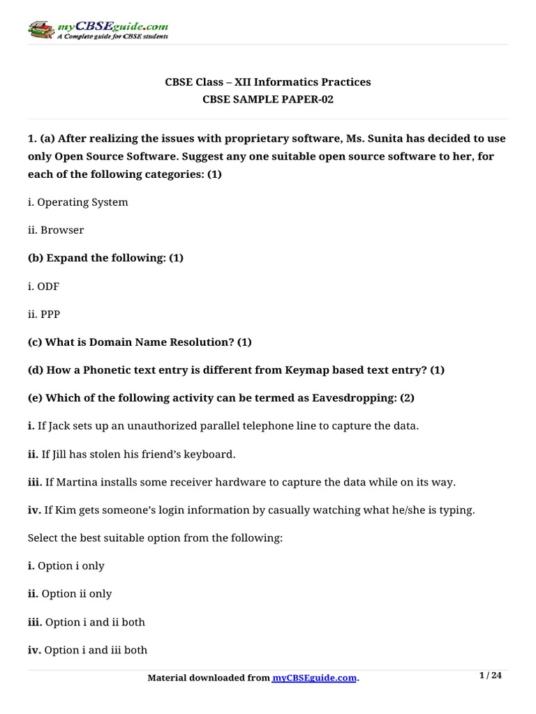 2017 12 SP Informatics Practices 2 | PDF | Computer Network | Html