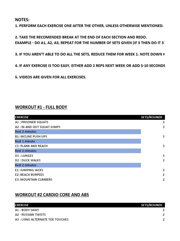 4 Week Workout Plan | PDF | Recreation | Physical Exercise