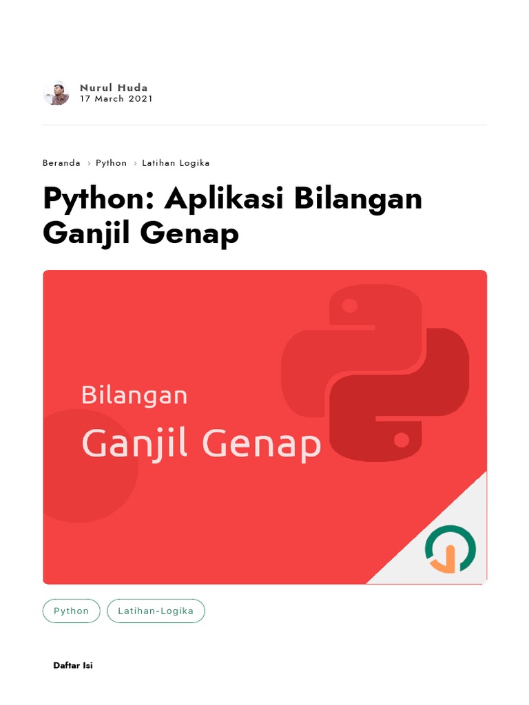 Mengidentifikasi Bilangan Genap dan Ganjil dalam Python | PDF
