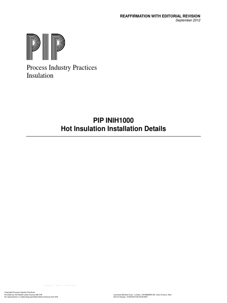 PIP INIH1000 - Hot Insulation | PDF | Building Insulation | Thermal ...