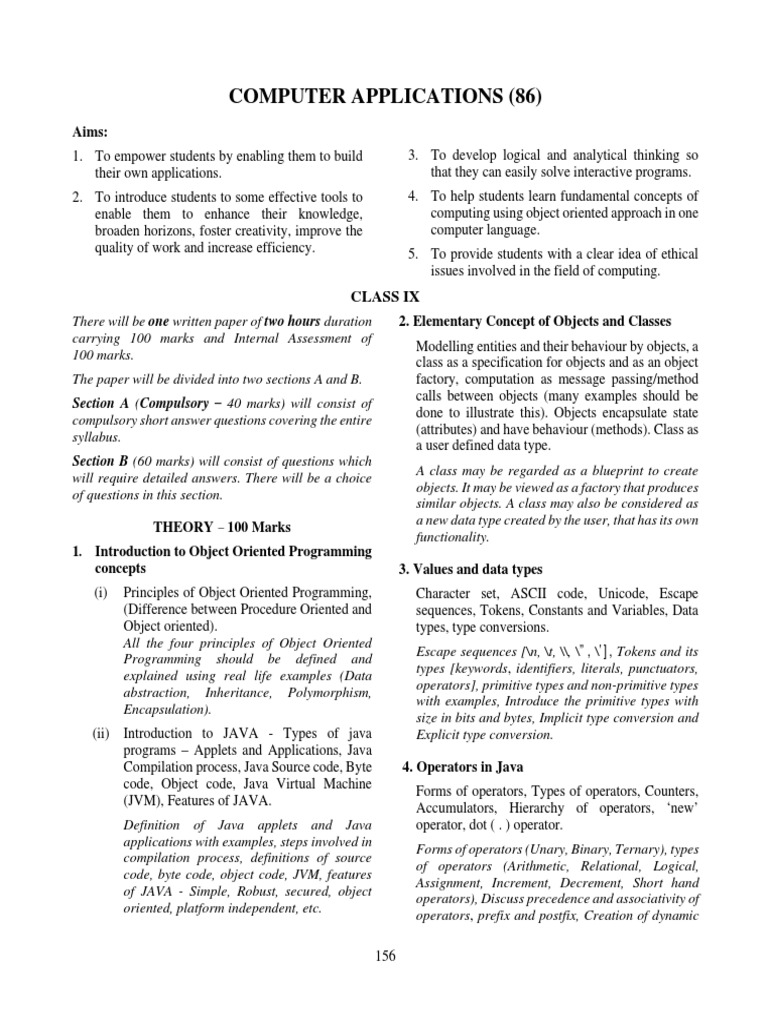 Class IX Computer Applications Syllabus | PDF | Class (Computer ...