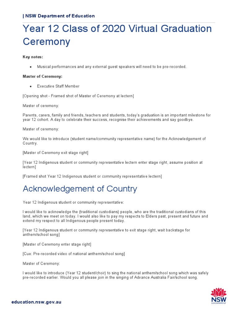 Year 12 Class of 2020 Virtual Graduation Ceremony | PDF
