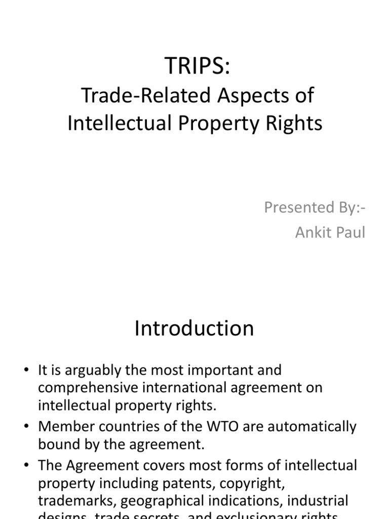 Trade-Related Aspects of Intellectual Property Rights: Trips | PDF ...