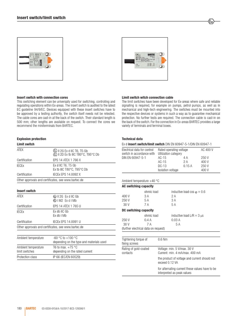 Bartec Limit Switch | PDF | Switch | Alternating Current