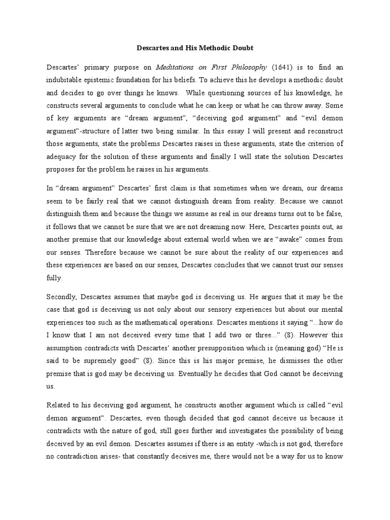 Descartes and His Methodic Doubt | PDF | René Descartes | Epistemology