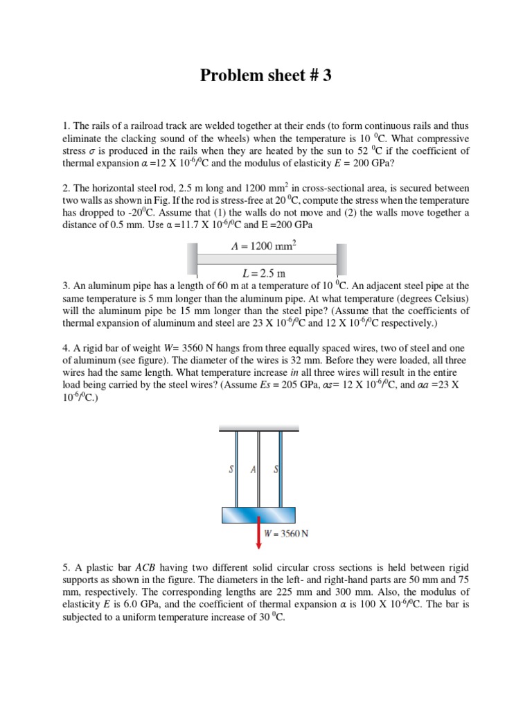 Thermal Stress Problem Solutions | PDF | Thermal Expansion | Stress ...