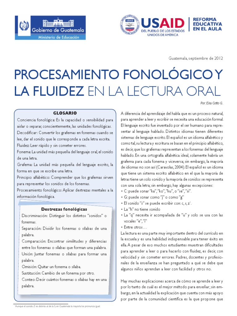 Procesamiento Fonológico y La Fluidez en La Lectura Oral | PDF ...