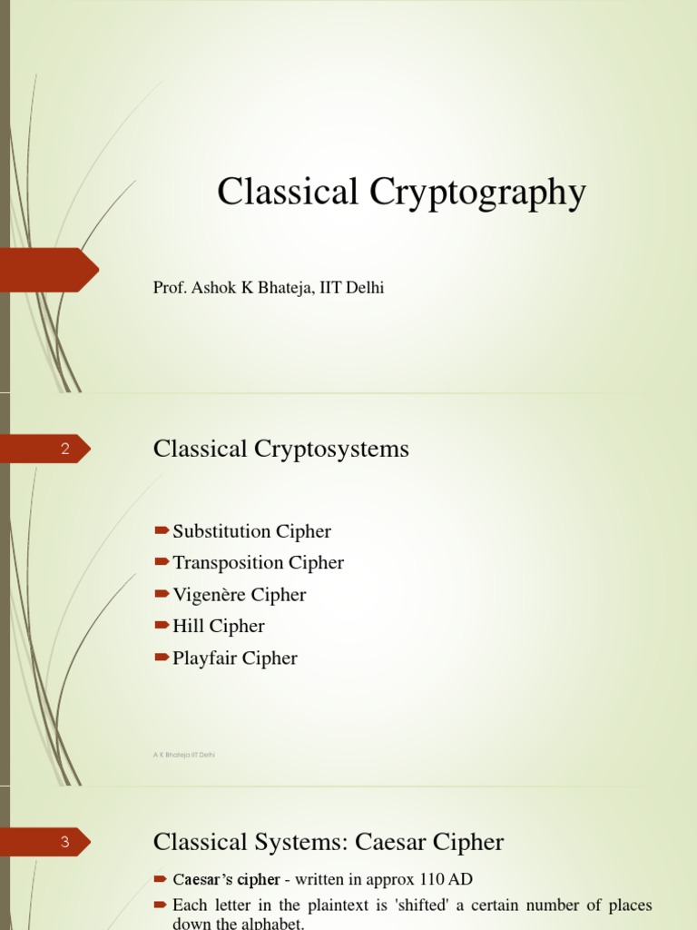 Classical Cryptography | PDF | Cipher | Encryption Classical Cryptography | PDF | Cipher | Encryption