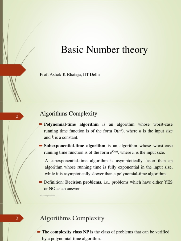 Basic Number Theory: Prof. Ashok K Bhateja, IIT Delhi | PDF | Time ...