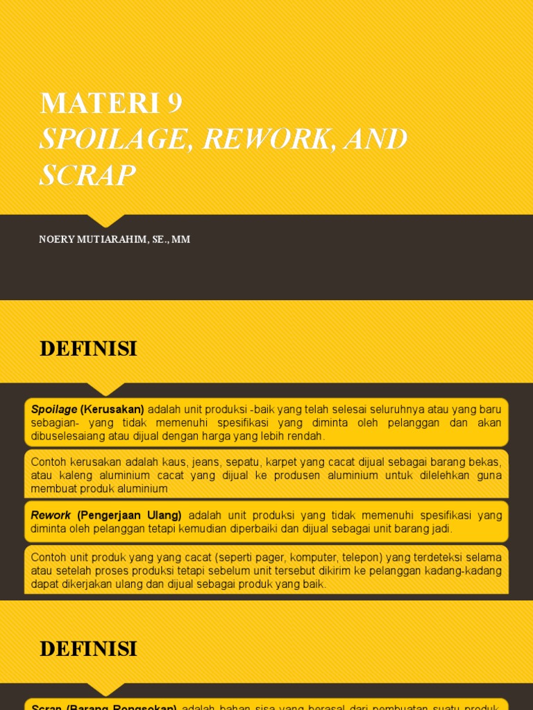 Materi 5 - Spoilage, Rework, and Scrap | PDF