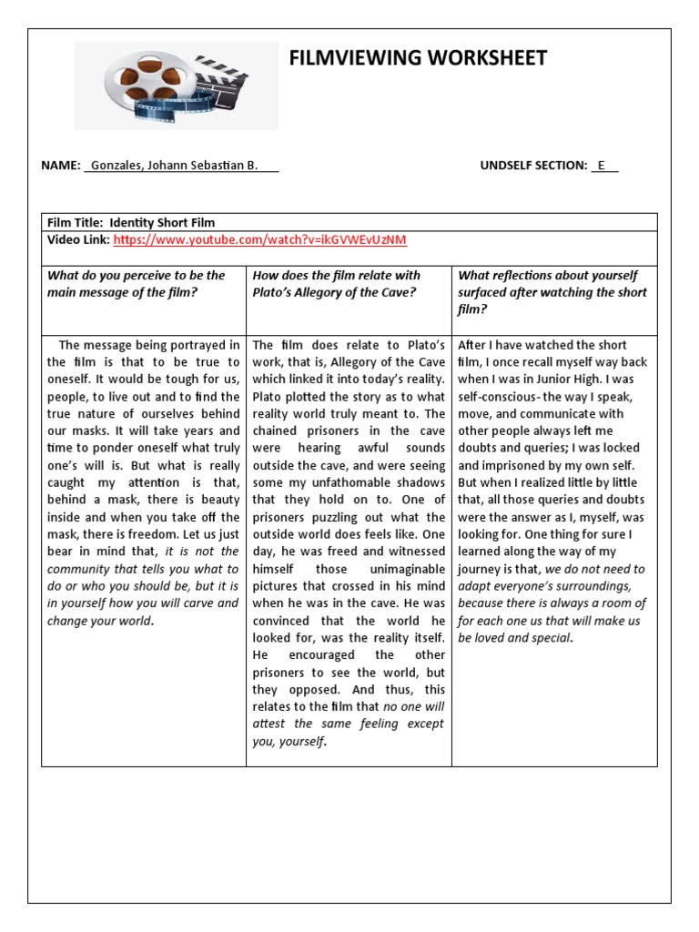 Filmviewing Worksheet | PDF