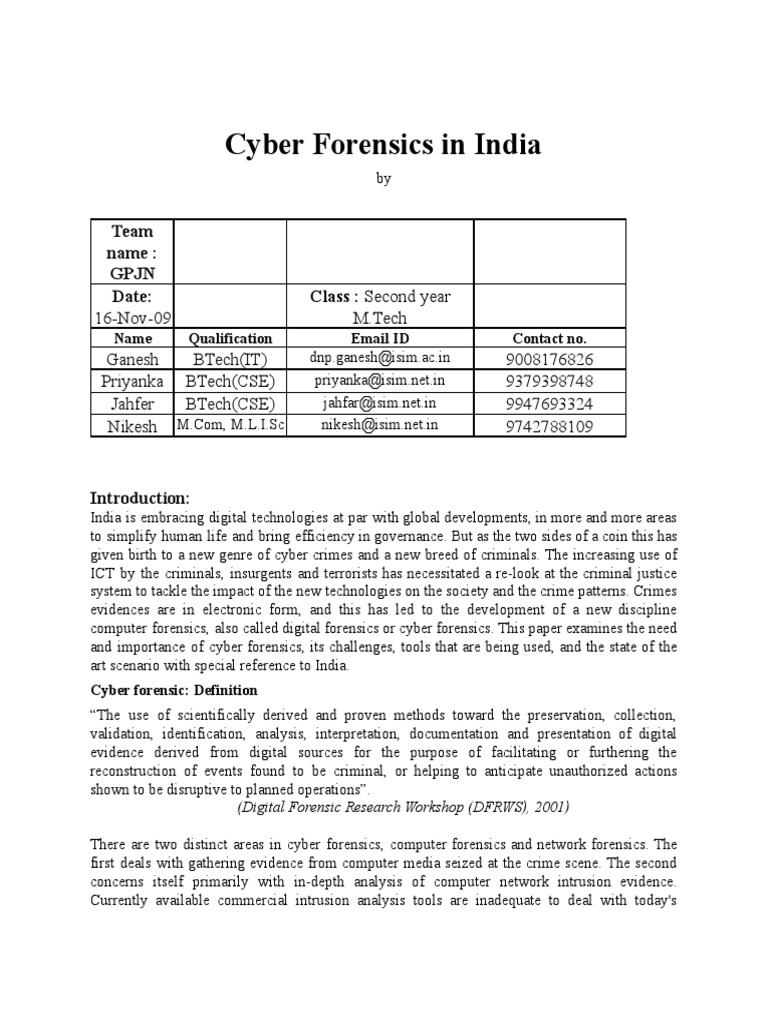 Cyber Forensics in India - Team Name:GPJN | PDF | Computer Forensics ...