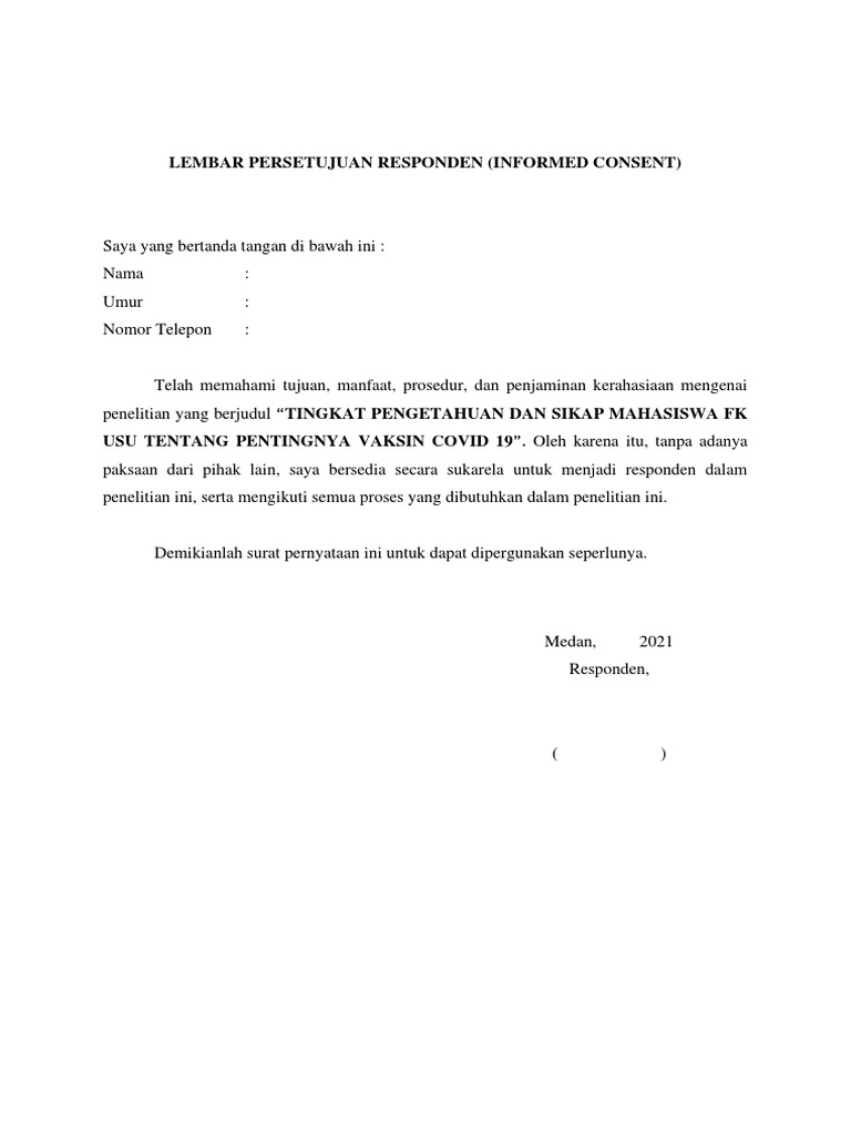 Lembar Persetujuan (Informed Consent) | PDF