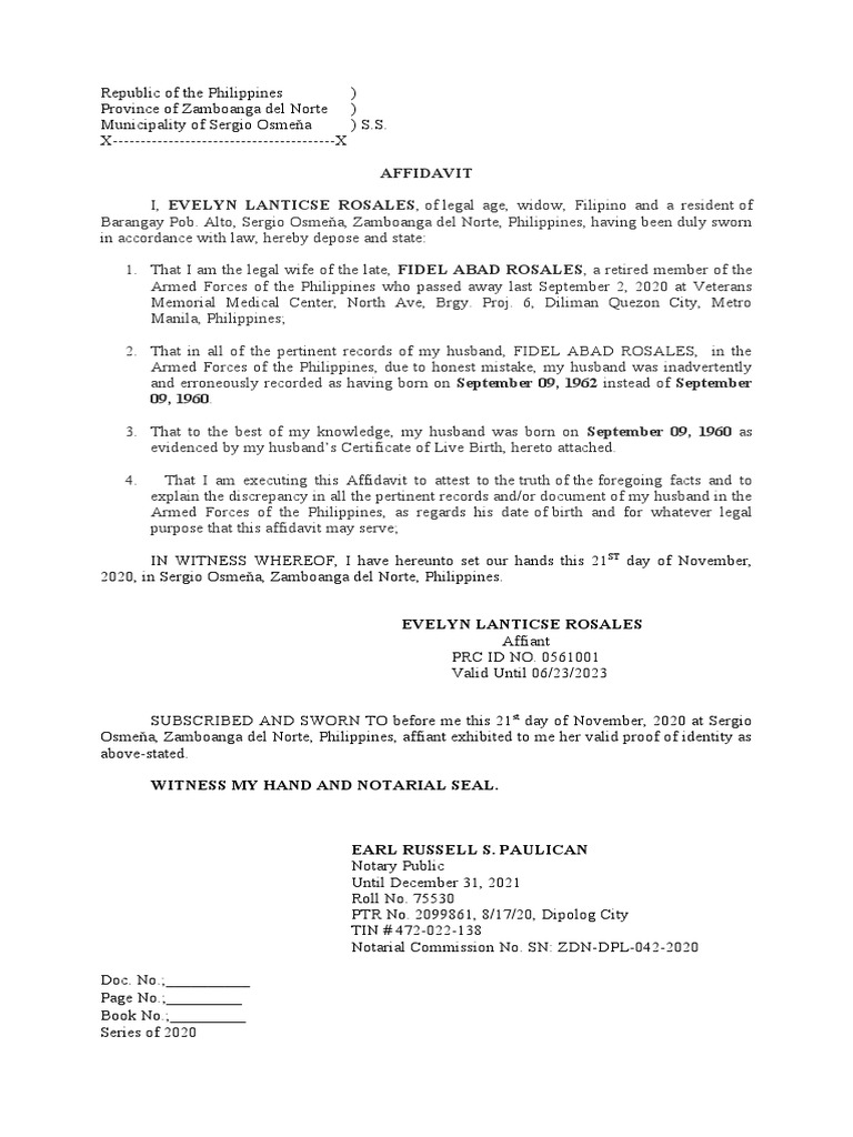 Affidavit of Discrepancy | PDF | Affidavit | Legal Procedure