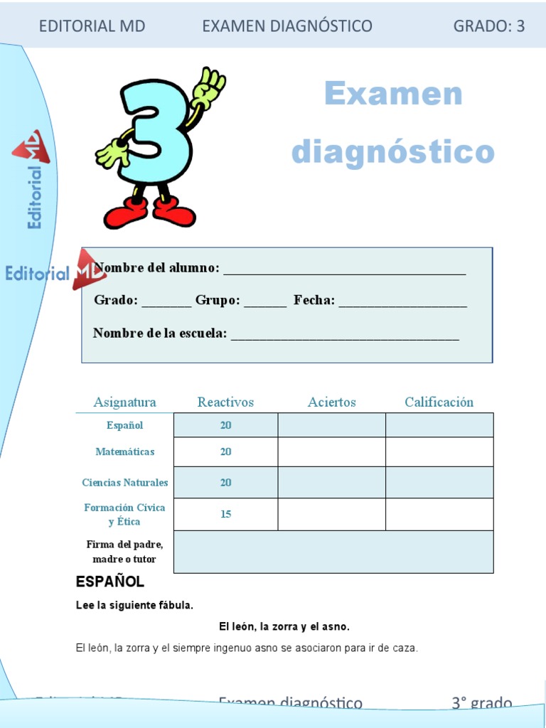 Examen Diagnóstico 3° Grado Escolar | PDF