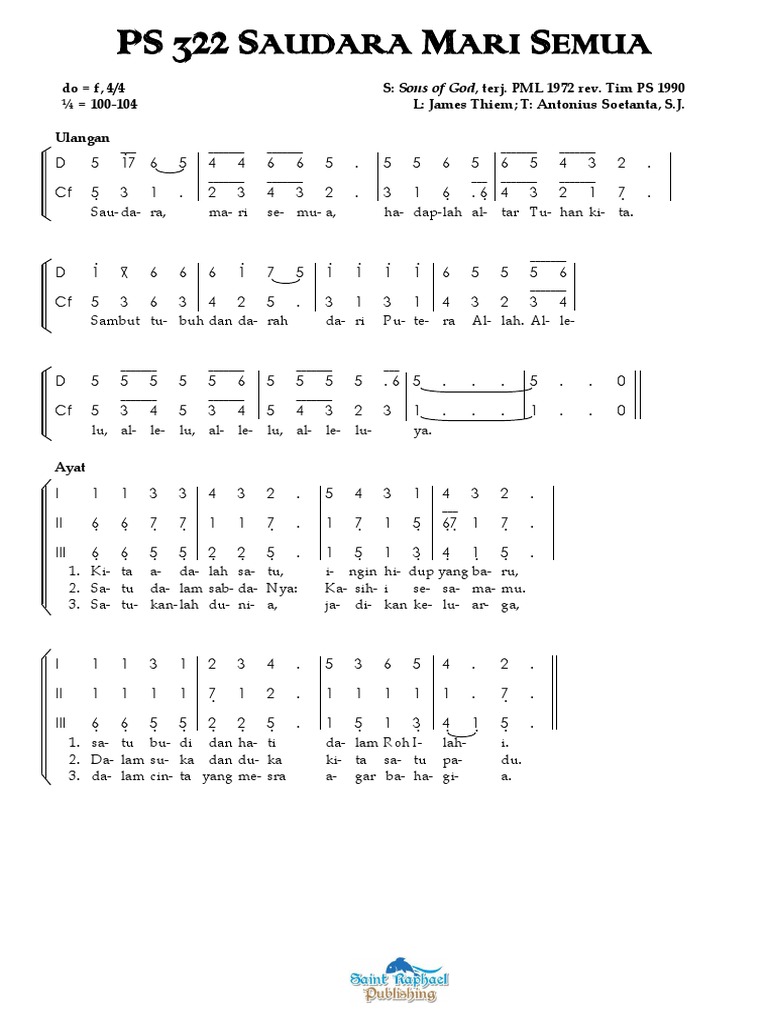 322 SAUDARA MARI SEMUA, - Arr A. Soetanta SJ | PDF