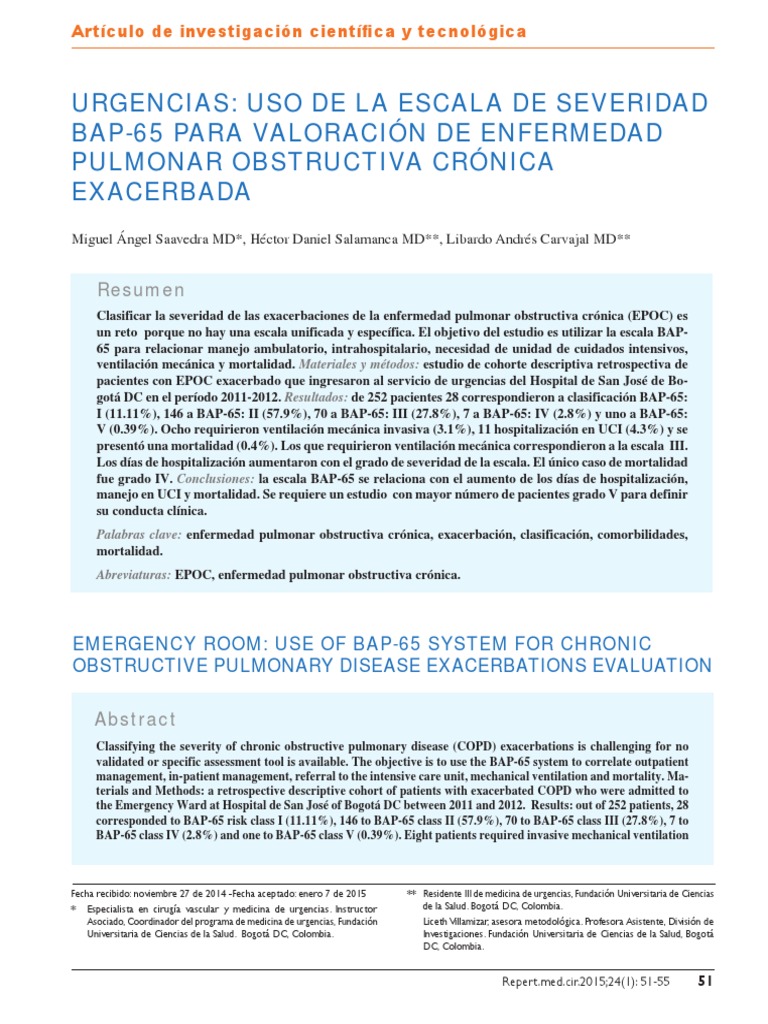 Urgencias: Uso de La Escala de Severidad Bap-65 para Valoración de ...