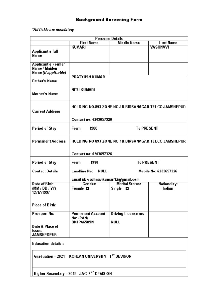 Background Screening Form Updated (2) (2 Files Merged) | PDF ...