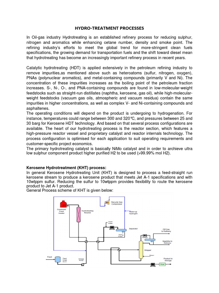 Hydro-Treatment Processes: Kerosene Hydrotreatment (KHT) Process | PDF ...