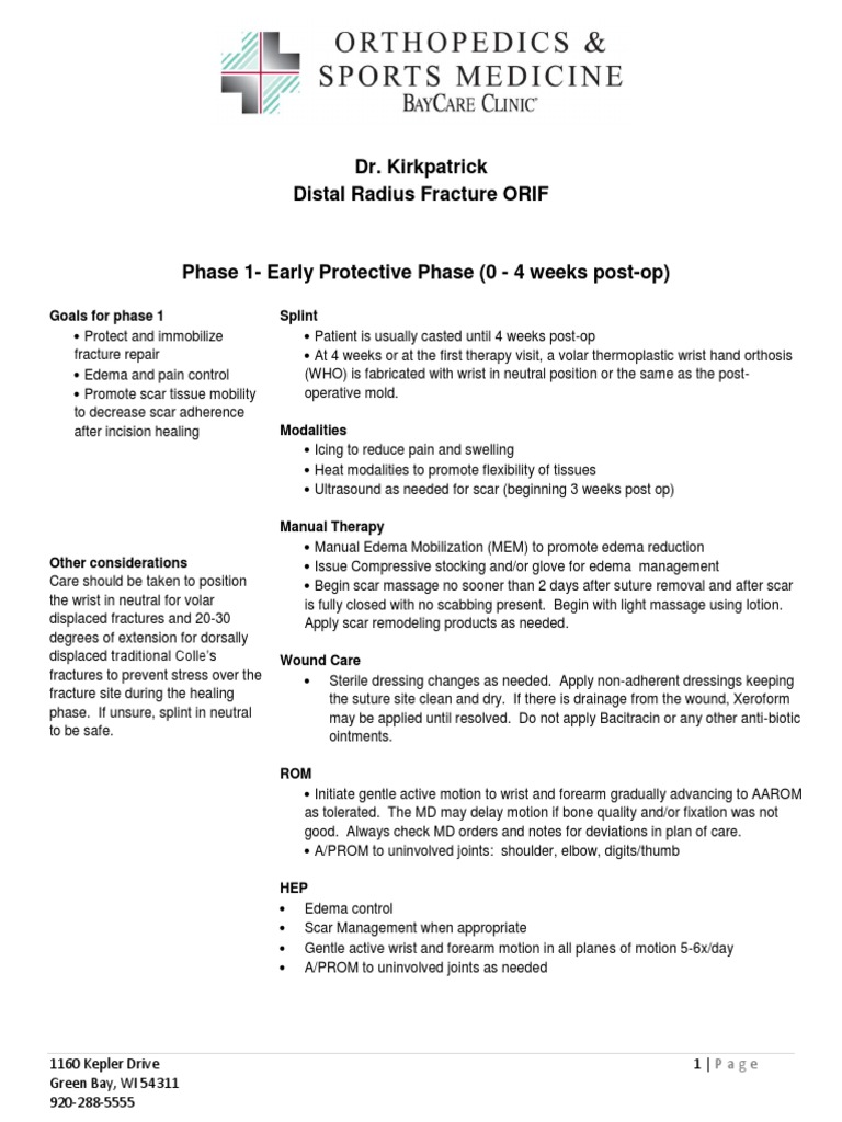 Dr. Kirkpatrick Distal Radius Fracture ORIF: Goals For Phase 1 Splint | PDF | Anatomical Terms ...