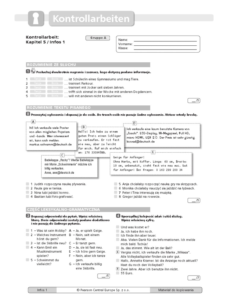 Infos 1 - Kontrollarbeit - K5 - A | PDF