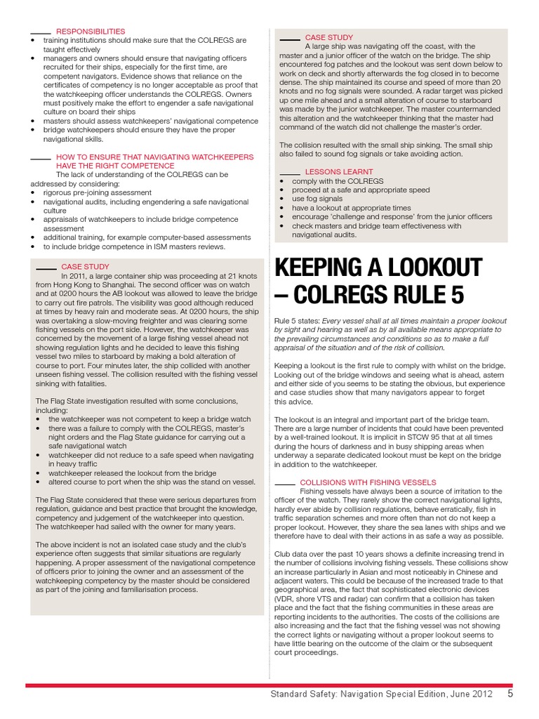Keeping A Lookout - Colregs Rule 5: Case Study Responsibilities | PDF ...