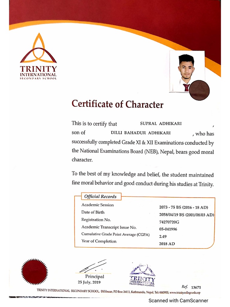 Character Certificate | PDF