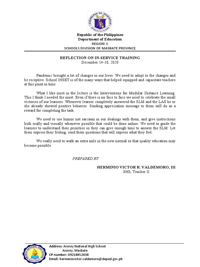 Republic of The Philippines Department of Education: Prepared by | PDF ...