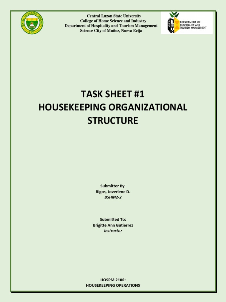 Housekeeping Organizational Structure Guide | PDF | Hotel | Business