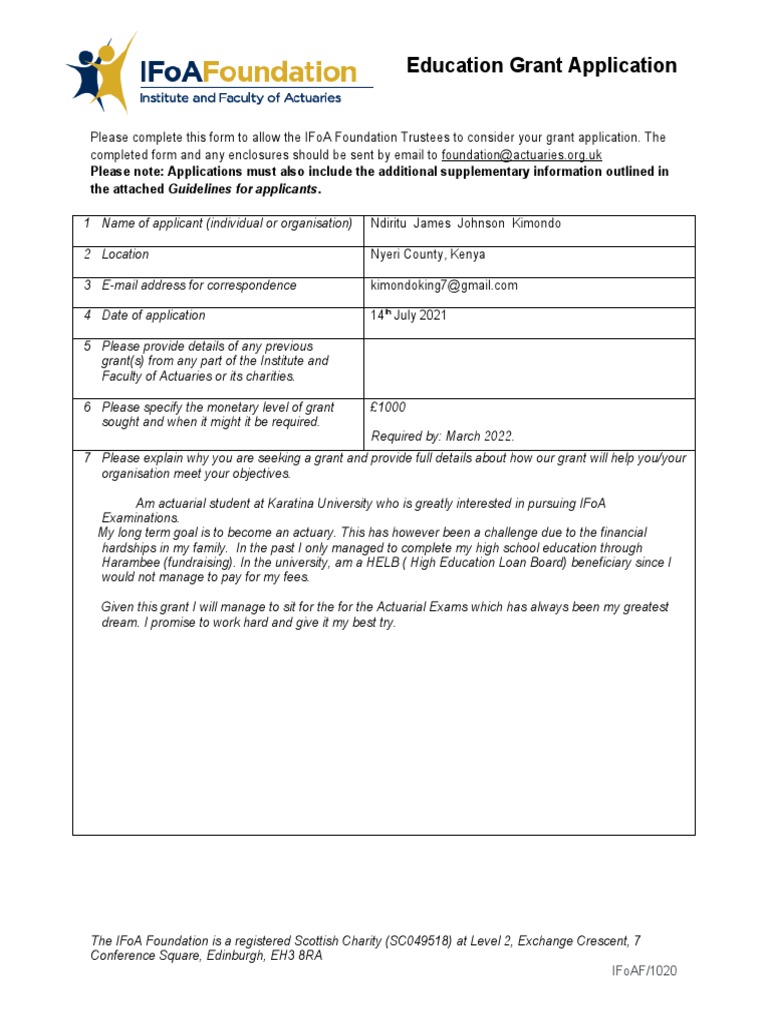 Education Grant Application Form | PDF